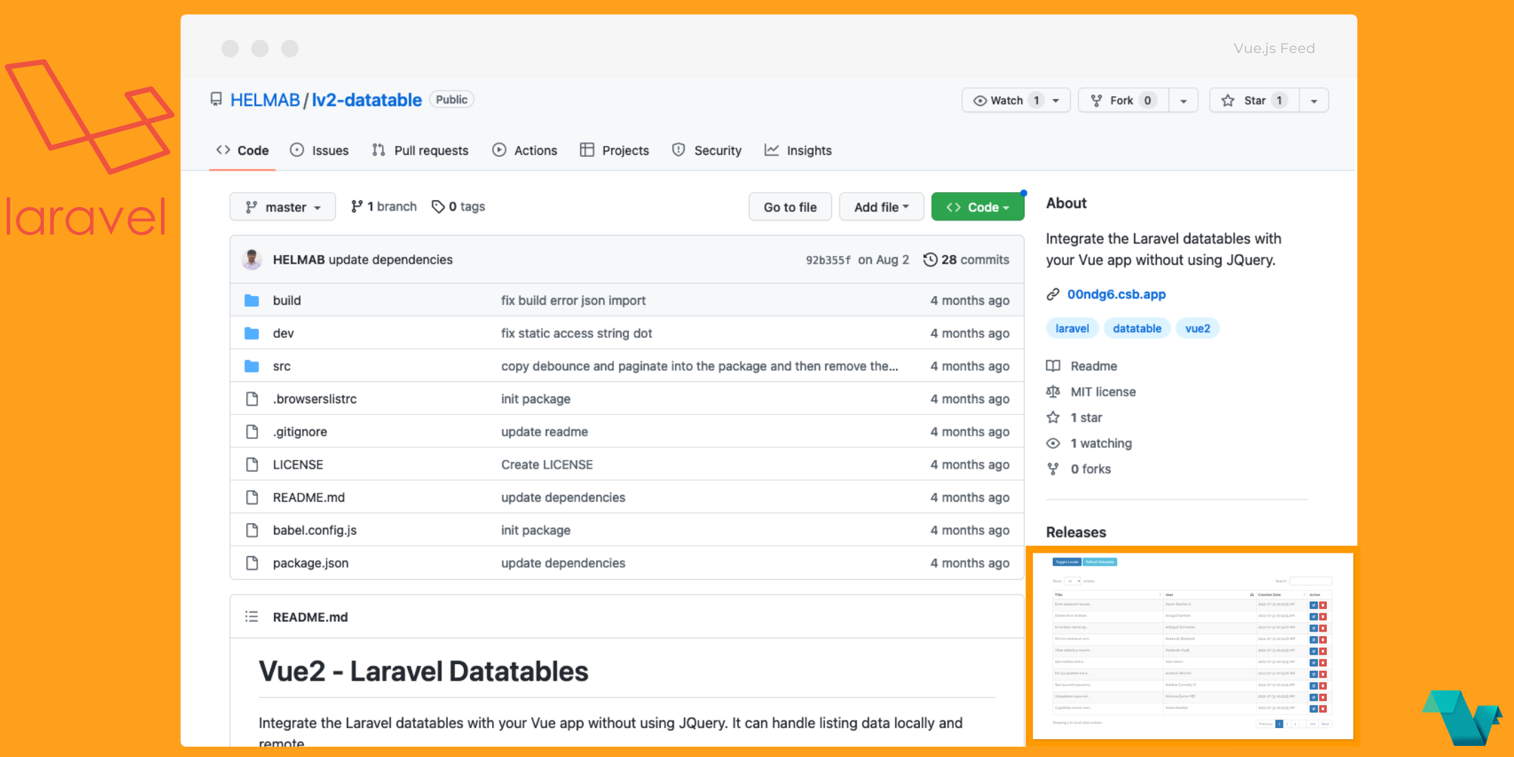 lv2-datatable: Laravel Datatables Vue.js Component - Vue.js Feed